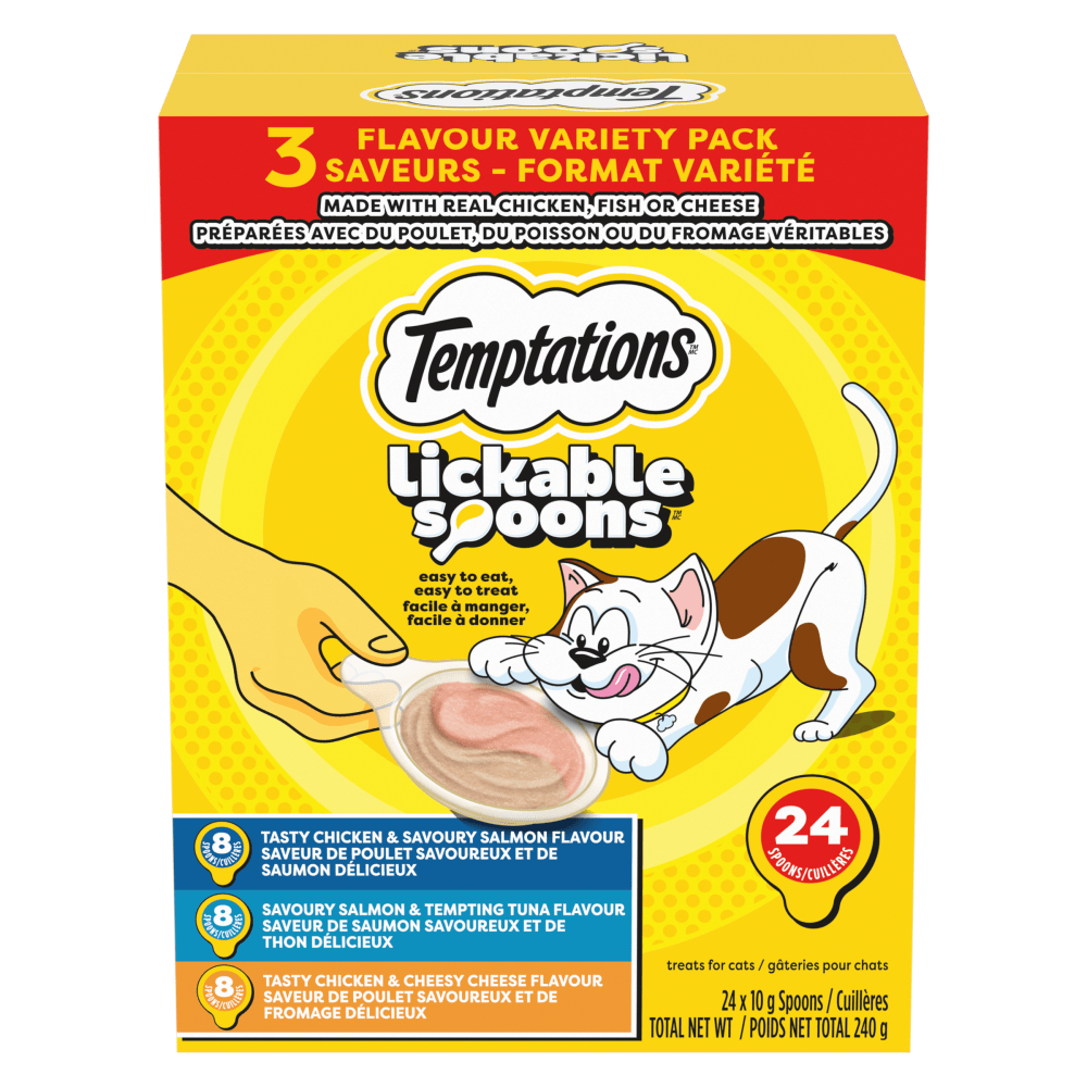 TEMPTATIONS LICKABLE SPOONS Cat Treats Tasty Chicken & Savoury Salmon Flavour, Savoury Salmon ...